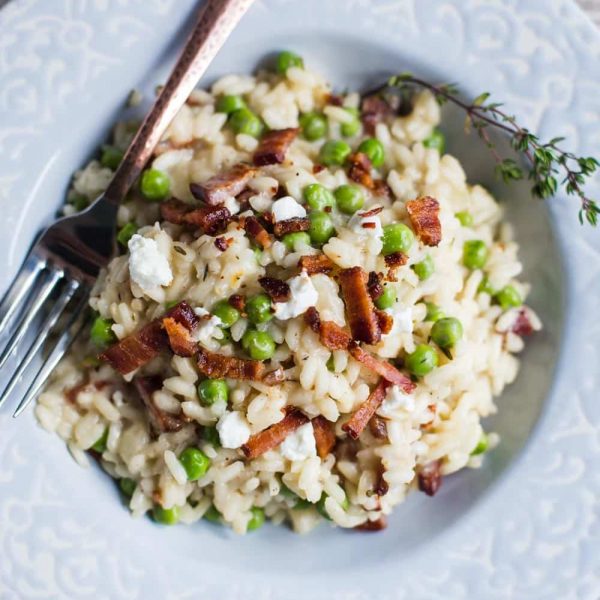 Spring Pea & Goat Cheese Risotto - Food with Feeling