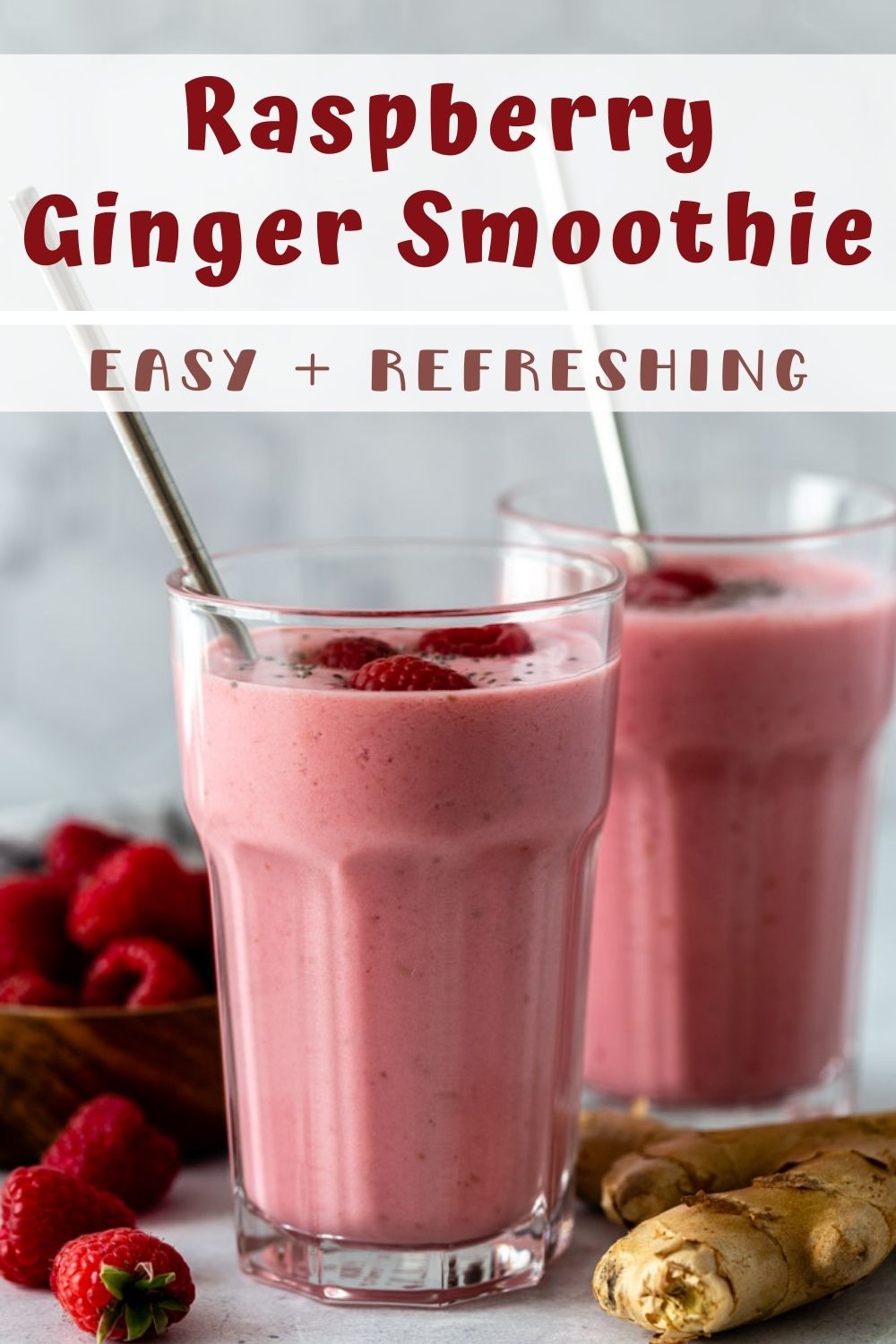 Raspberry Ginger Smoothie - Food with Feeling