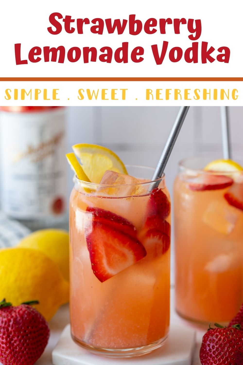 Strawberry Lemonade Vodka Cocktail - Food with Feeling