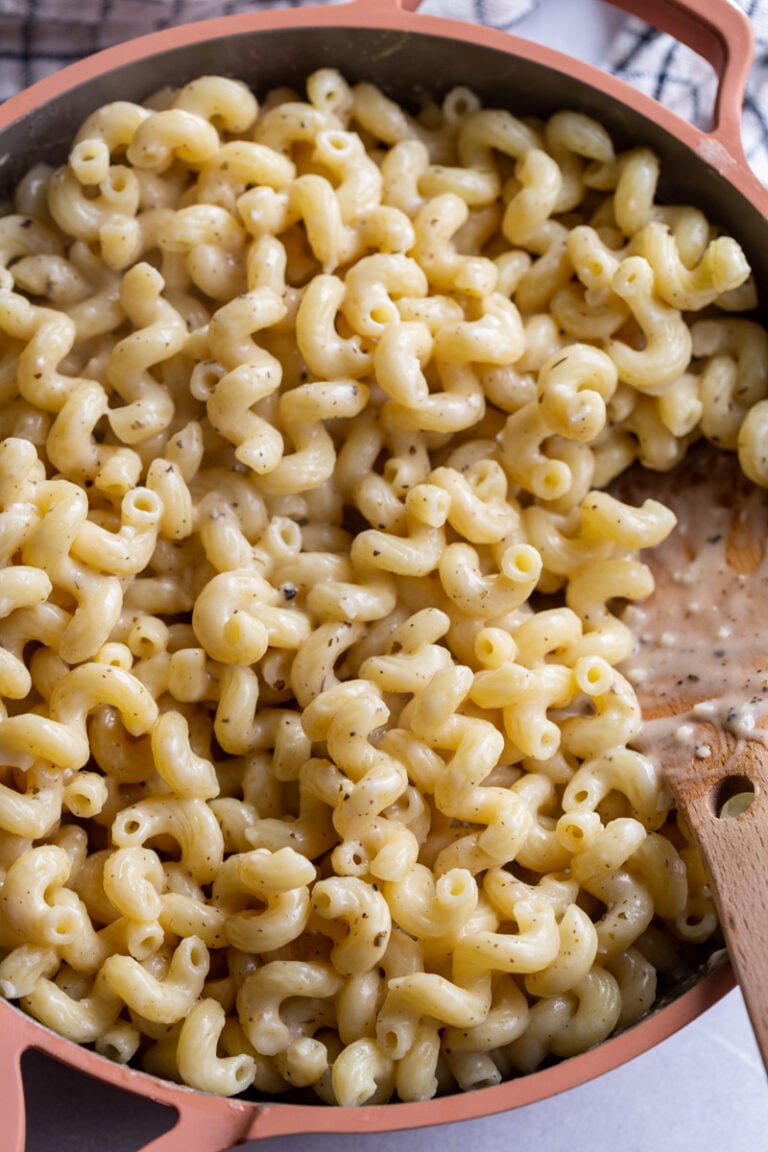 Cavatappi Pasta with Cream Sauce - Food with Feeling