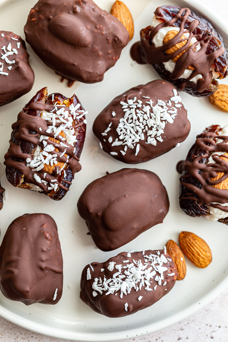 Almond Joy Stuffed Dates - Food with Feeling