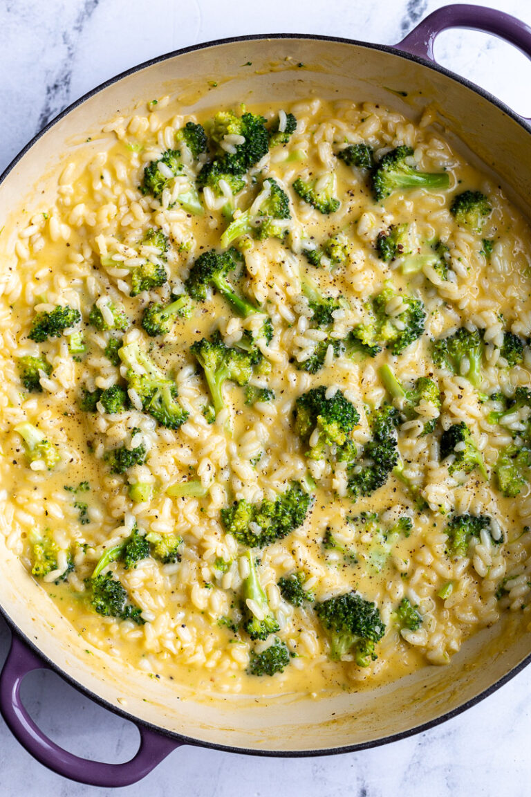 Broccoli Cheese Risotto - Food with Feeling