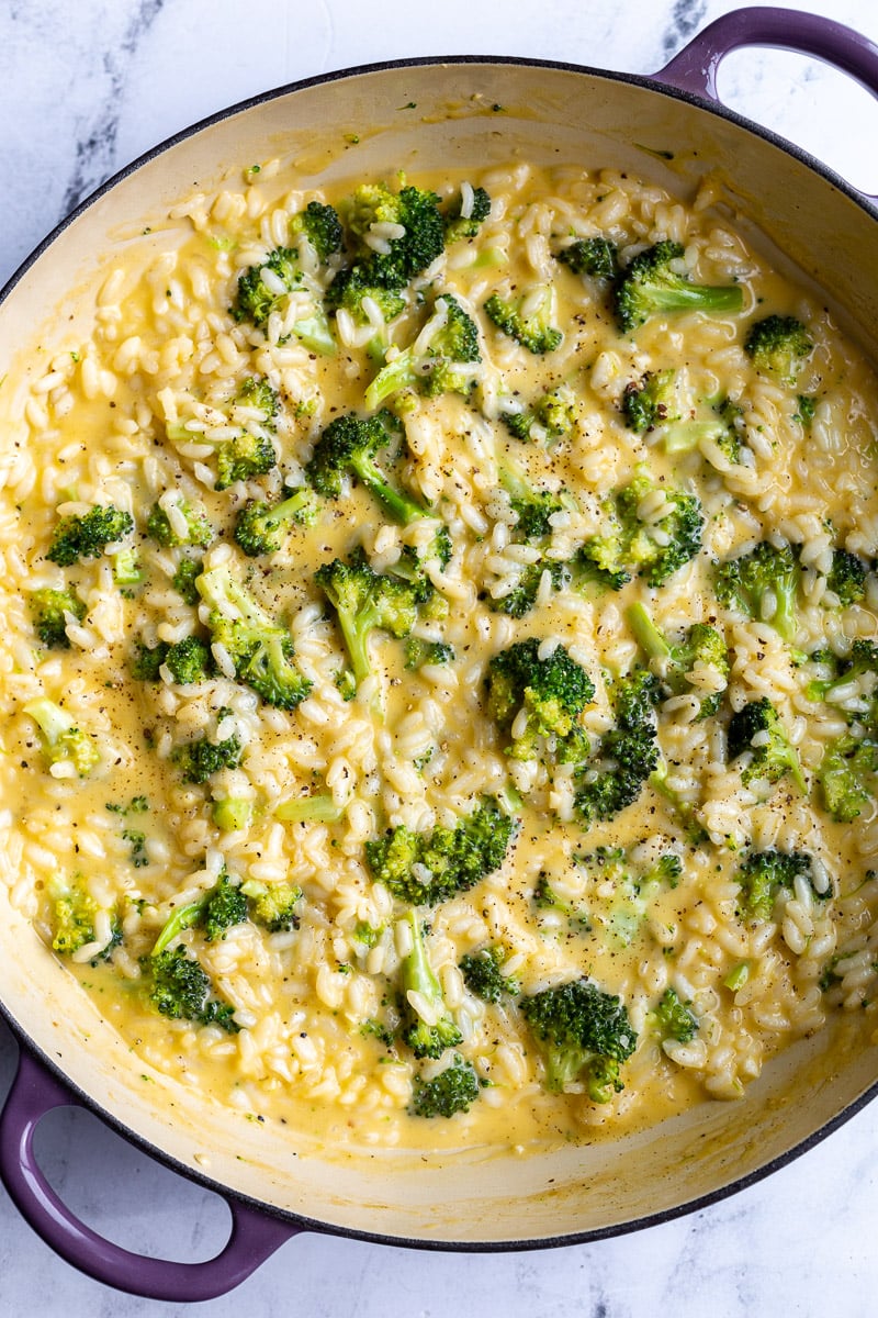 Broccoli Cheese Risotto - Food with Feeling