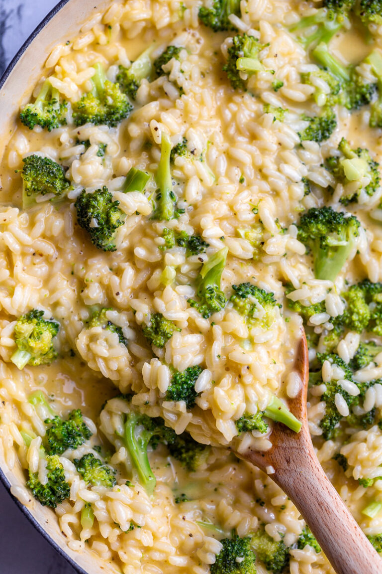 Broccoli Cheese Risotto - Food with Feeling