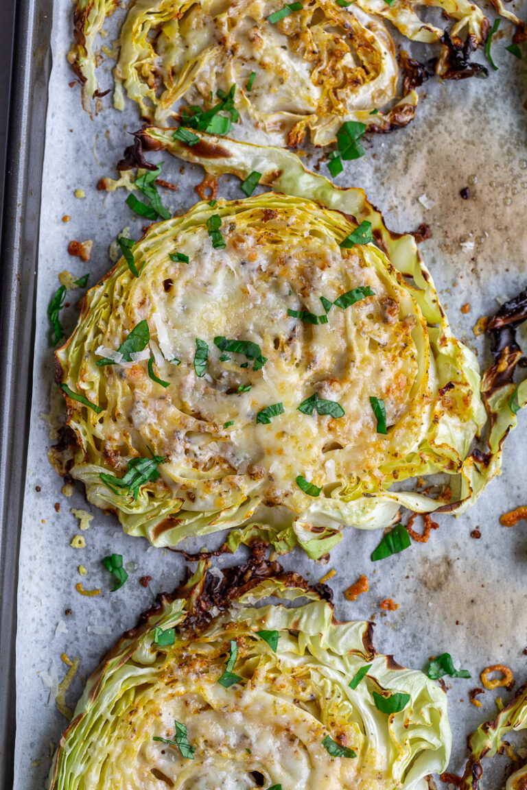 Roasted Cheesy Cabbage - Food with Feeling