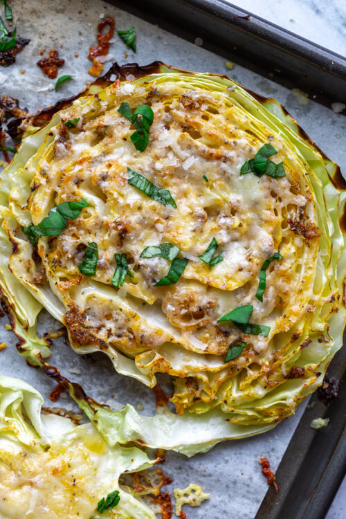 Roasted Cheesy Cabbage - Food with Feeling