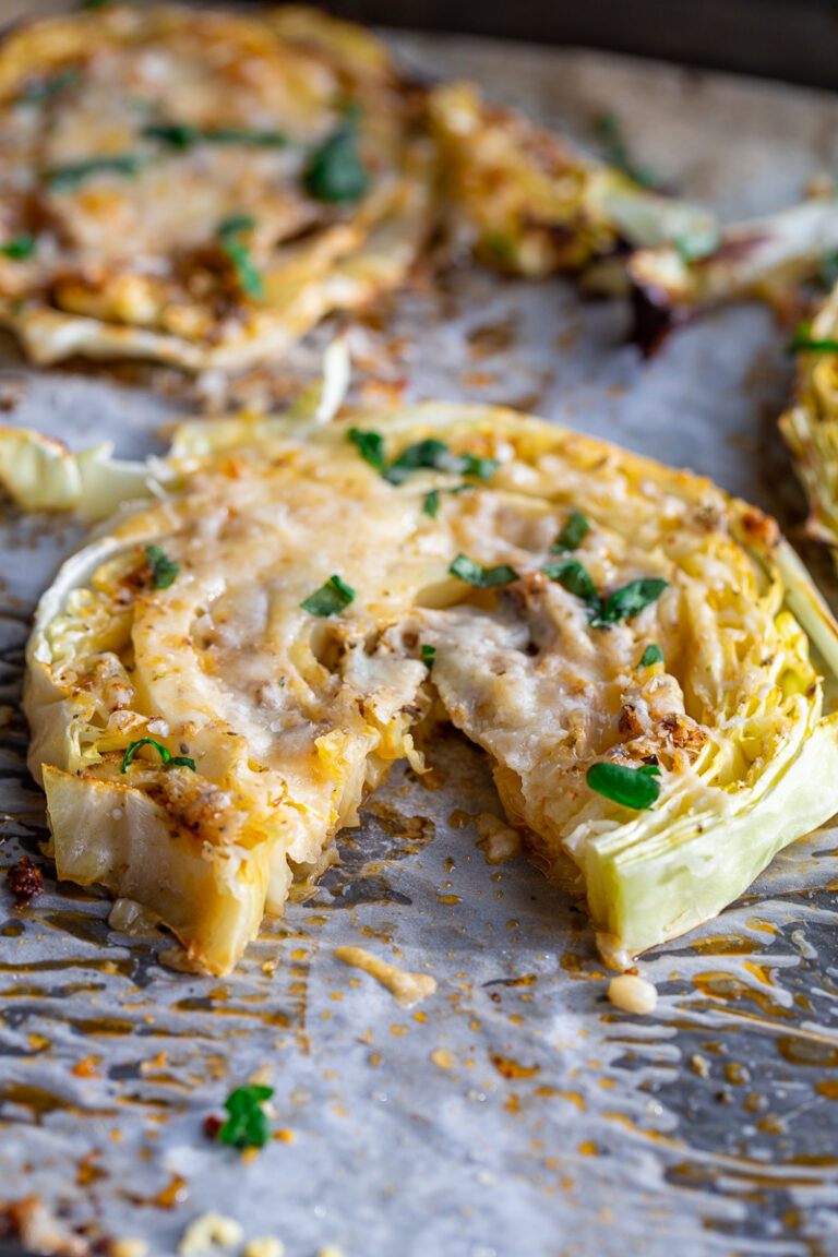 Roasted Cheesy Cabbage - Food with Feeling